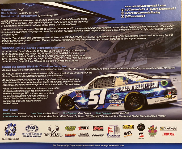 AUTOGRAPHED Jeremy Clements NASCAR Hero Card – Whitetail